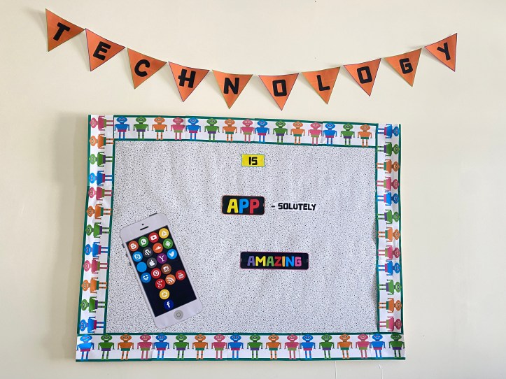 Tech-themed bulletin board idea – Technology is APP-solutely amazing ...
